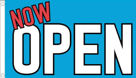 Now Open Flag | Buy Advertising Flags For Sale - The World of Flags